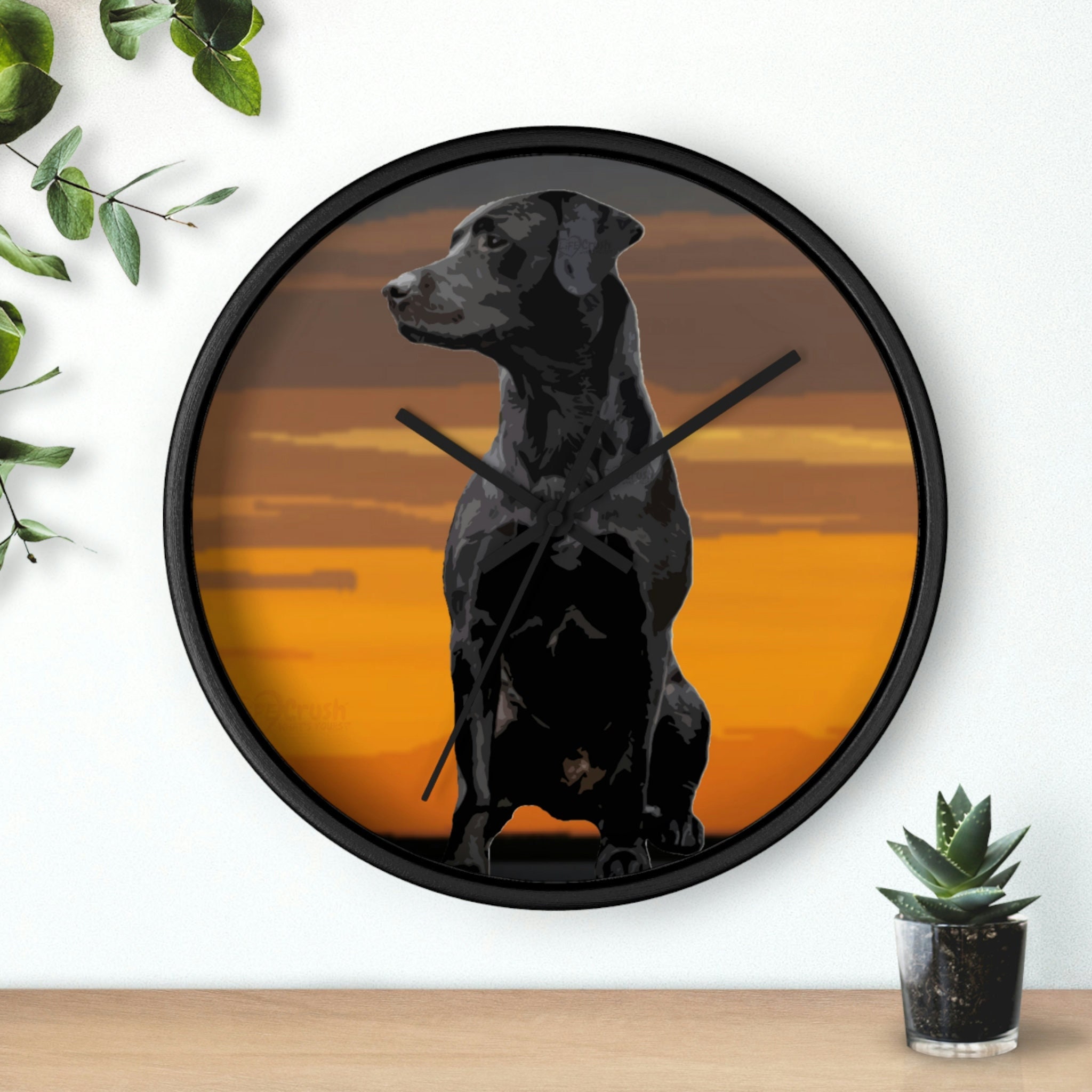 Amazing Sunrise Black Labrador Wall Clock, Labrador Retriever Clock ...