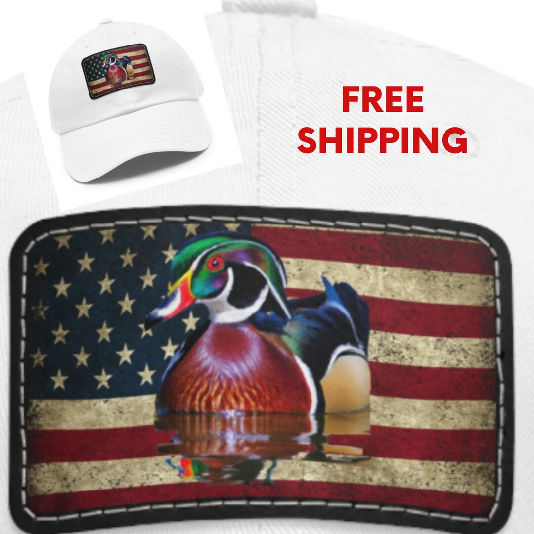 Patriotic Duck Hunting Hat for Men, Wood Duck American Flag Hat ...