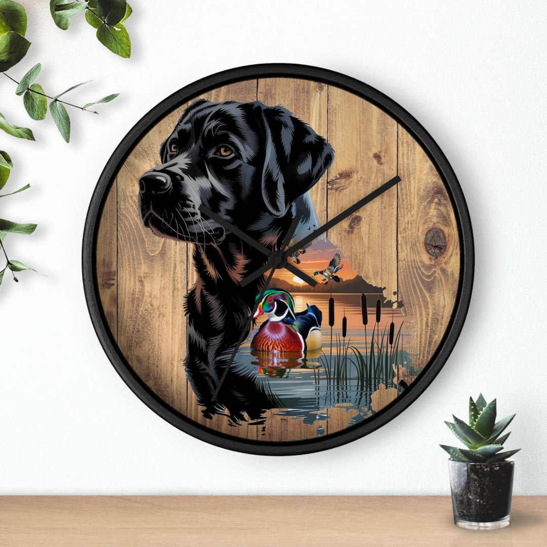 Black Labrador Wall Clock, Wood Duck Wall Clock, Duck Hunting Wall ...
