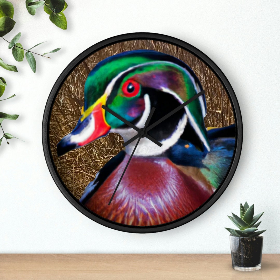 Wood Duck Wall Clock, Wood Duck Wall Décor, Duck Hunting Gifts, Duck ...
