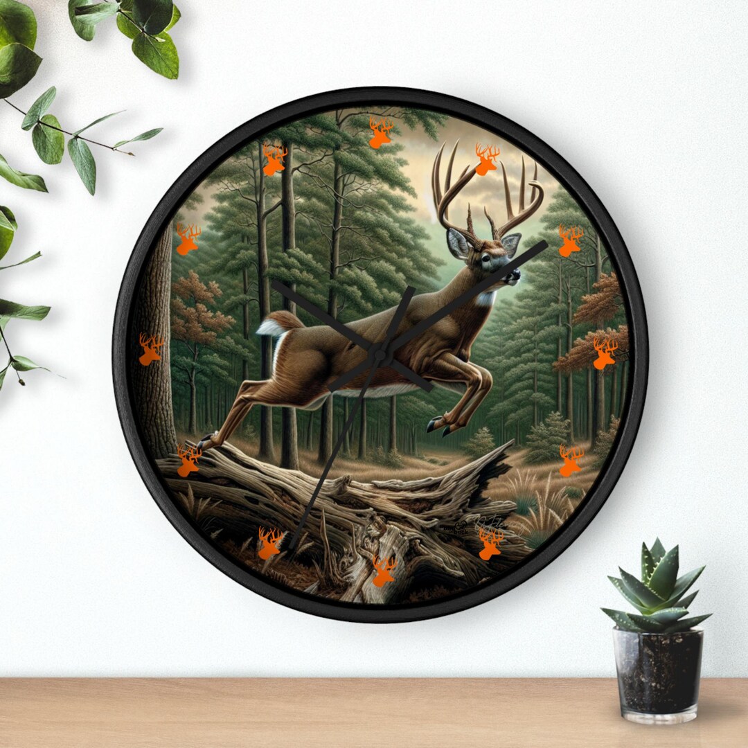 Whitetail Deer Wall Clock for Men, Deer Hunting Clock for Dad, Deer ...