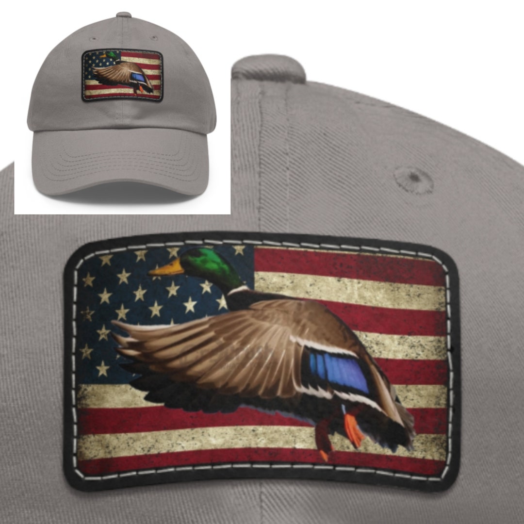 Patriotic Duck Hunting Hat for Men, Flying Mallard American Flag Hat, Duck Hunting Gifts for Men ...