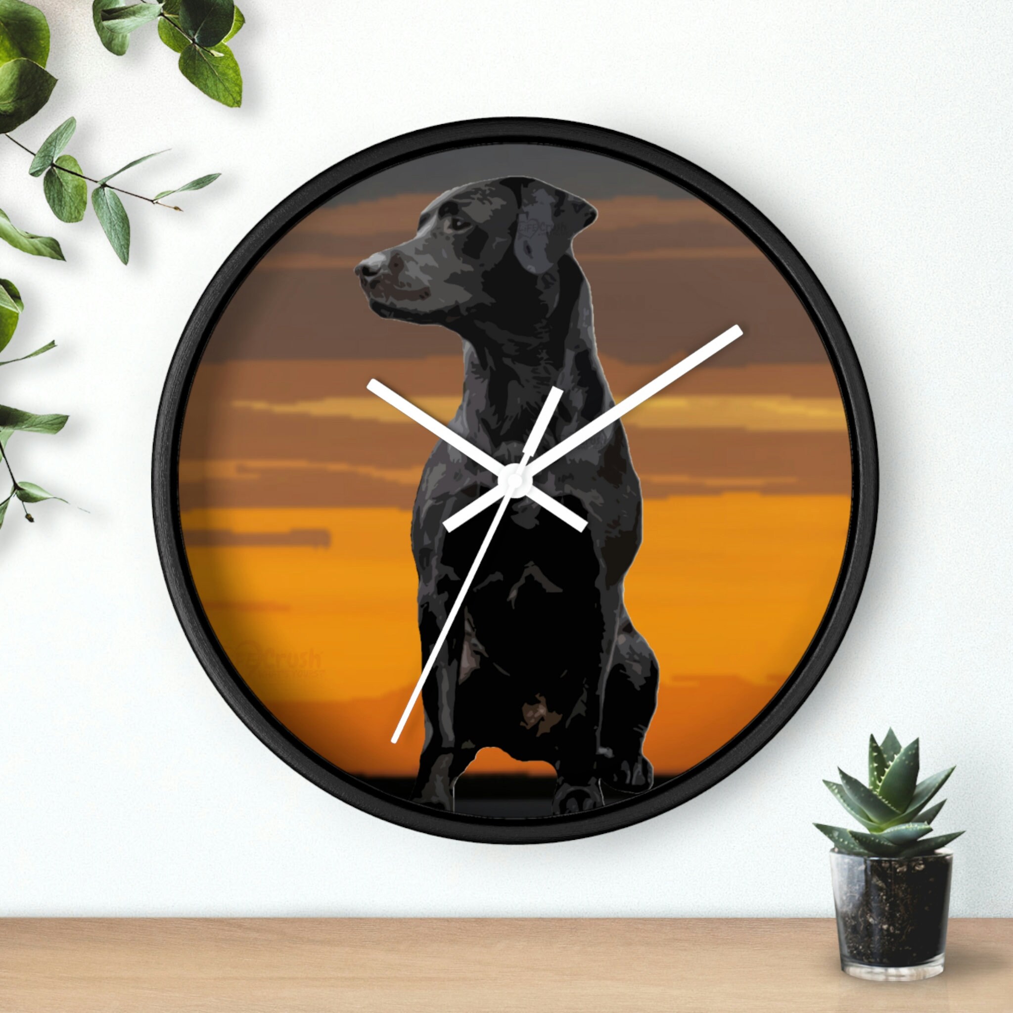 Amazing Sunrise Black Labrador Wall Clock, Labrador Retriever Clock ...