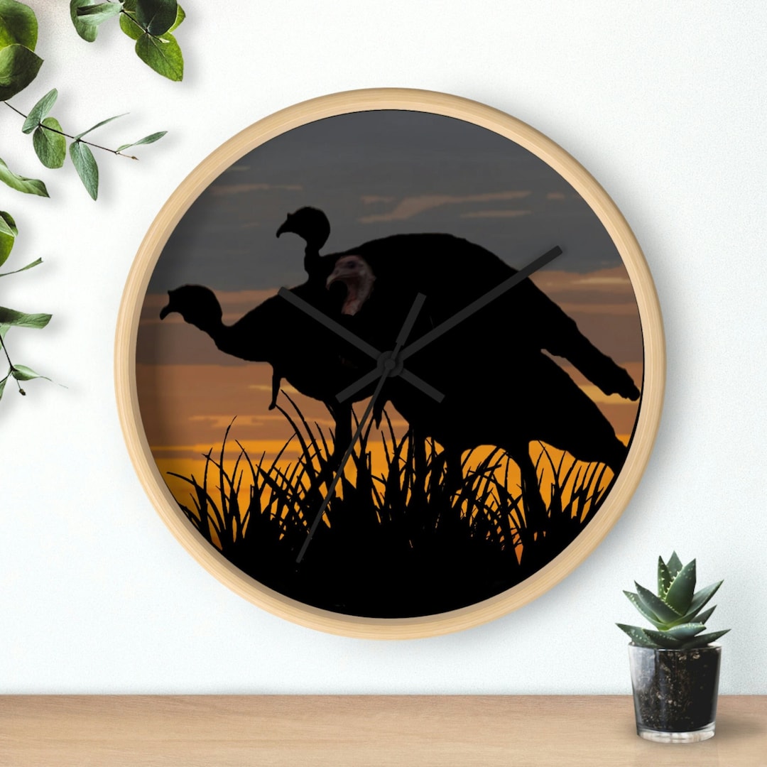 Turkey Hunting Clock for Dad, Gobbler Wall Clock for Men, Wild Turkey ...