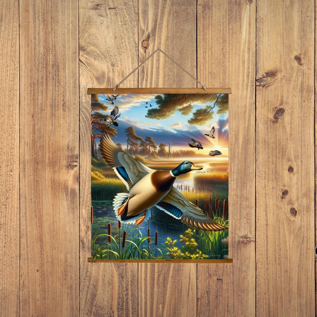 Flying Mallard Wall Art, Duck Hunting Wall Decor, Flying Duck Wall ...