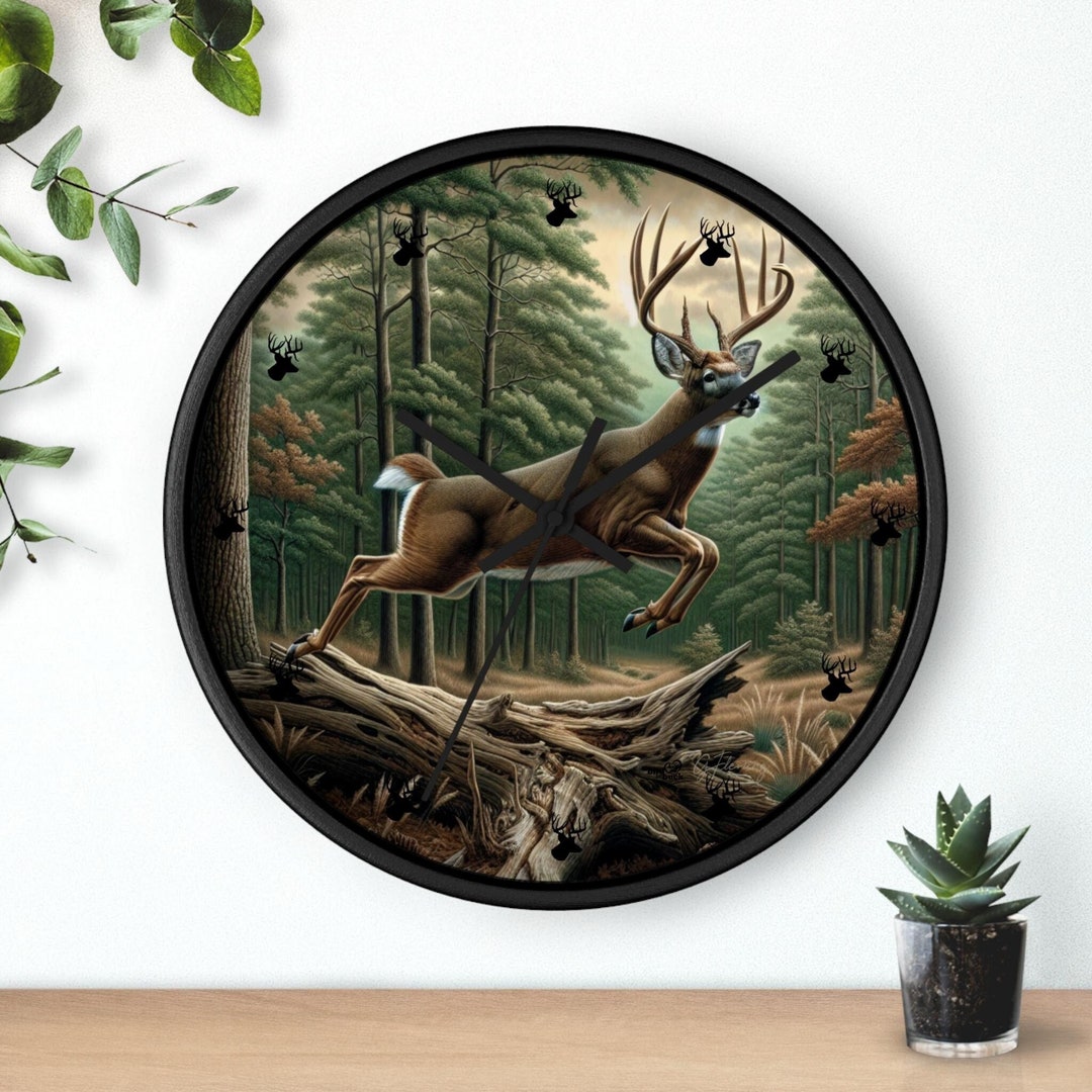 Whitetail Deer Wall Clock for Men, Deer Hunting Clock for Dad, Deer ...