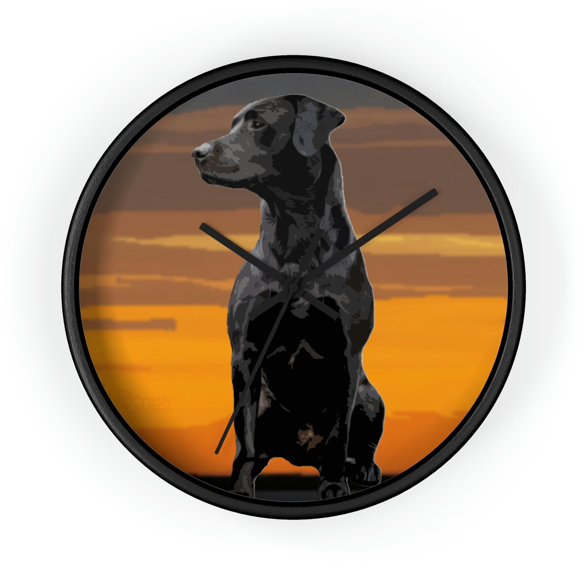 Amazing Sunrise Black Labrador Wall Clock, Labrador Retriever Clock ...