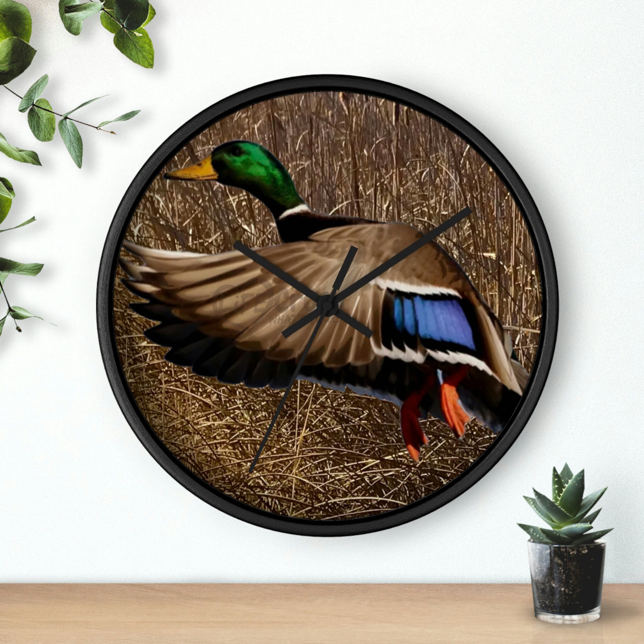 Duck Hunting Wall Clock, Flying Mallard Wall Clock, Duck Hunting Décor ...
