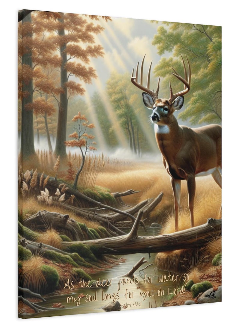 Whitetail Buck Wall Art, Deer Hunter Decor, Psalm 42:1 as Deer Pants ...