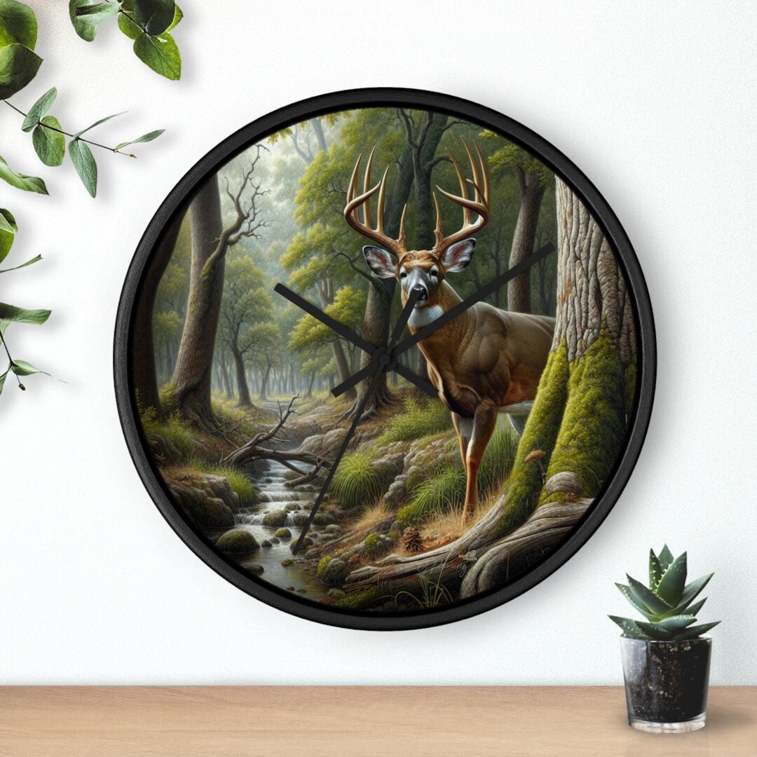 Copy of Whitetail Deer Wall Clock for Men, Deer Hunting Clock for Dad ...