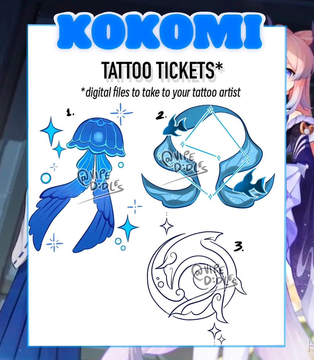 Kokomi Tattoo Designs DIGITAL FILES - (genshin Impact) - Etsy