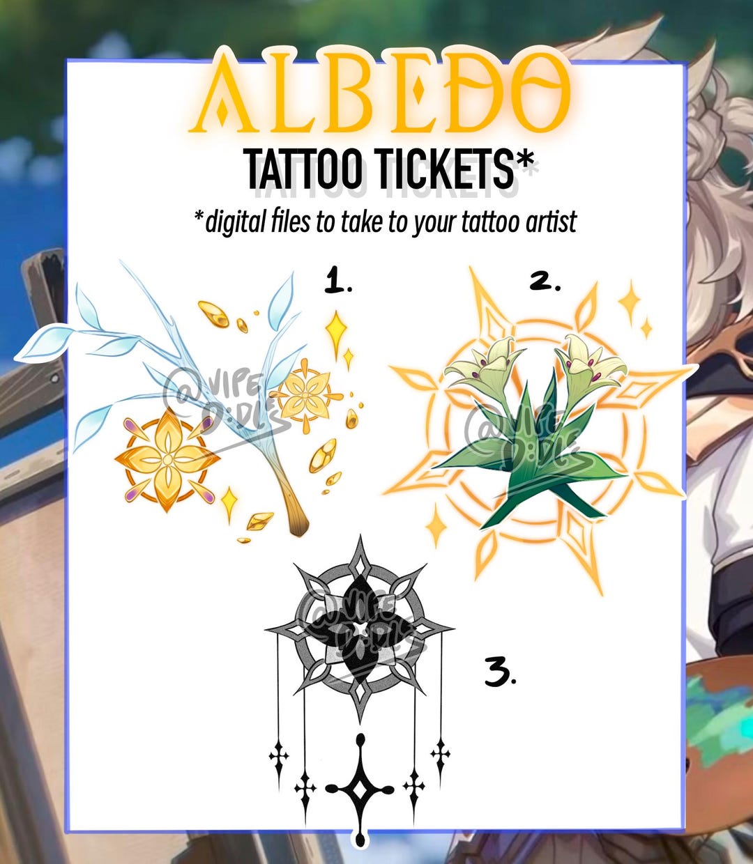 Albedo Tattoo Designs DIGITAL FILES - (genshin Impact) - Etsy