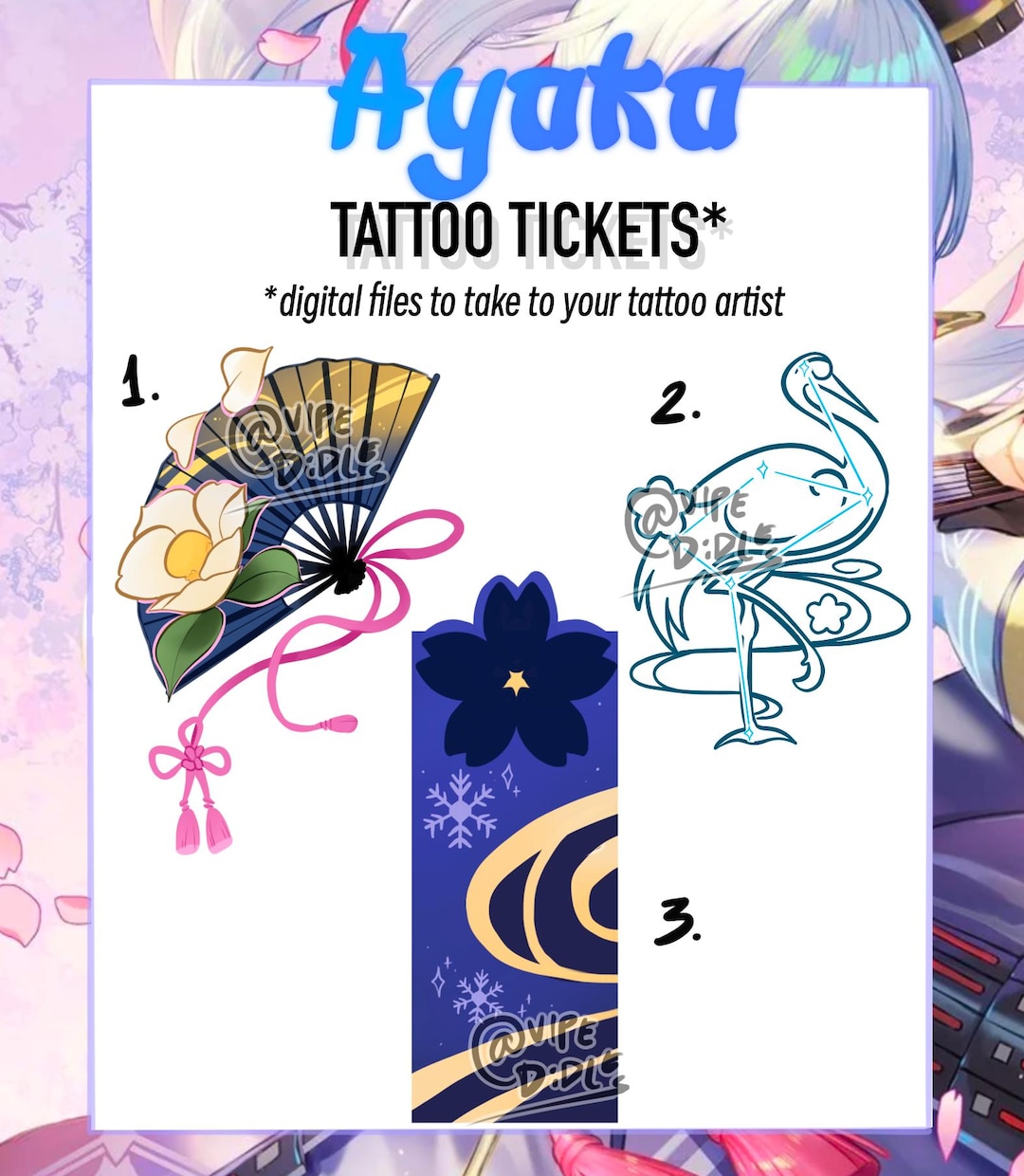 Ayaka Tattoo Designs DIGITAL FILES - (genshin Impact) - Etsy