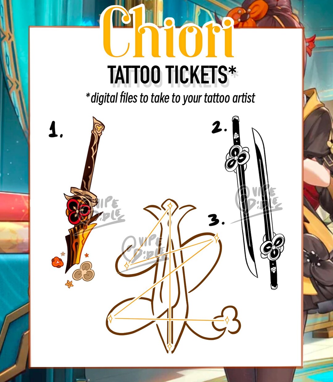 Chiori Tattoo Designs DIGITAL FILES - (genshin Impact) - Etsy