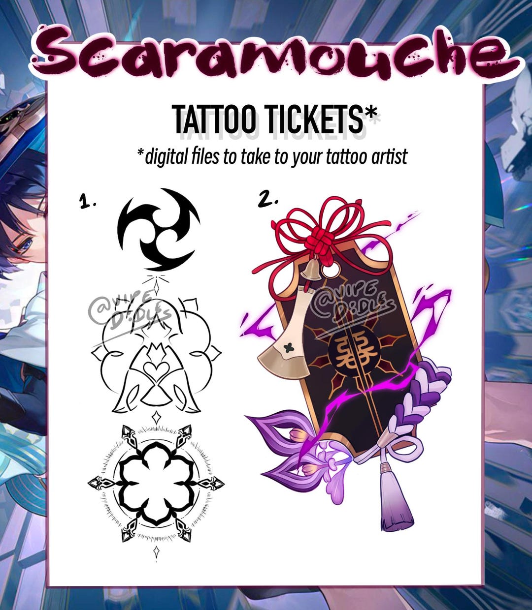 Scaramouche Tattoo Designs DIGITAL FILES - (genshin Impact) - Etsy
