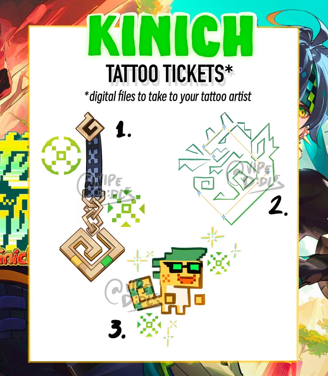 Kinich Tattoo Designs DIGITAL FILES - (genshin Impact) - Etsy