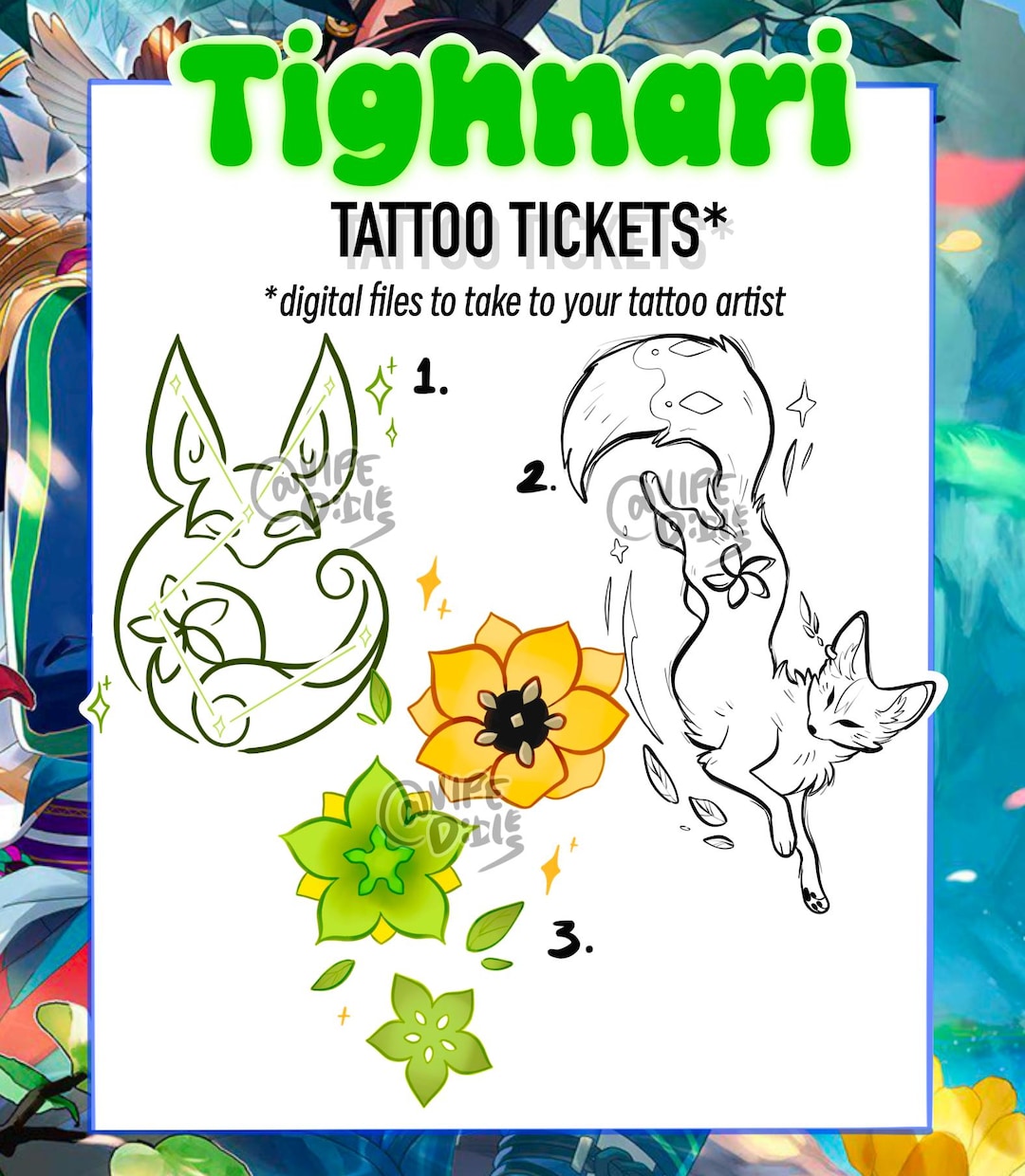 Tighnari Tattoo Designs DIGITAL FILES - (genshin Impact) - Etsy