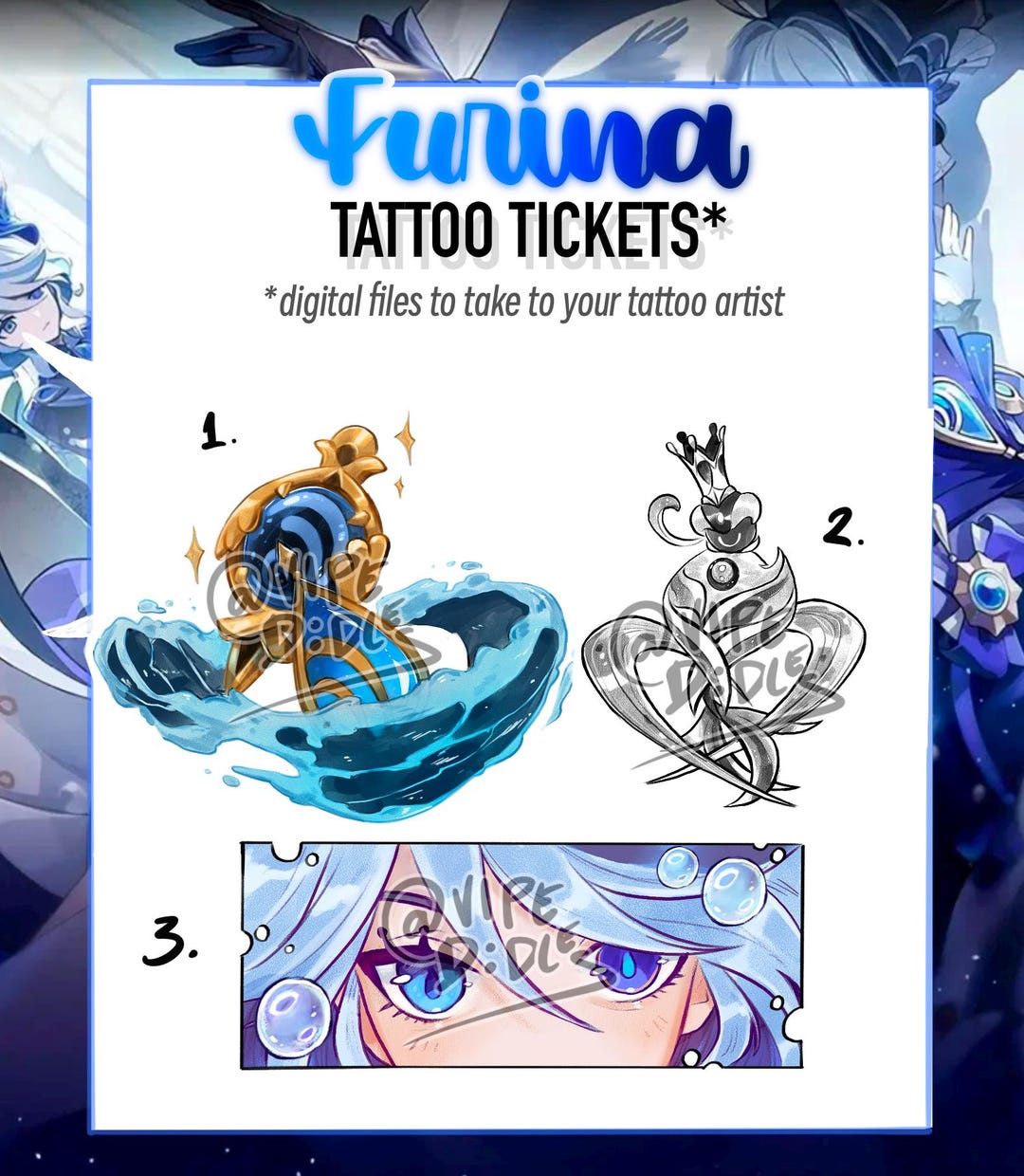 Furina Tattoo Designs DIGITAL FILES - (genshin Impact) - Etsy