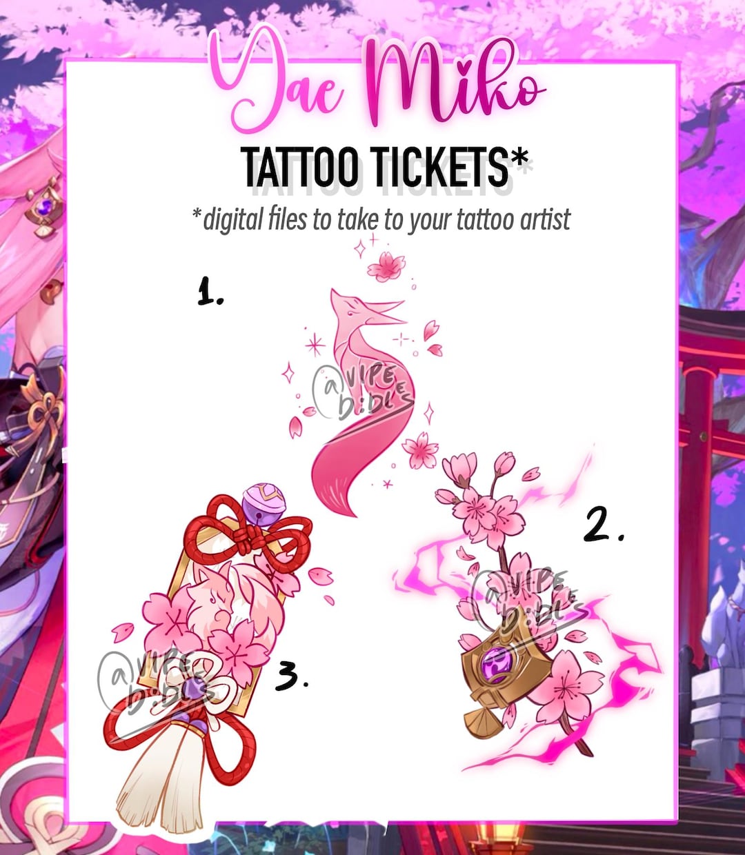 Yae Miko Tattoo Designs DIGITAL FILES - (genshin Impact) - Etsy