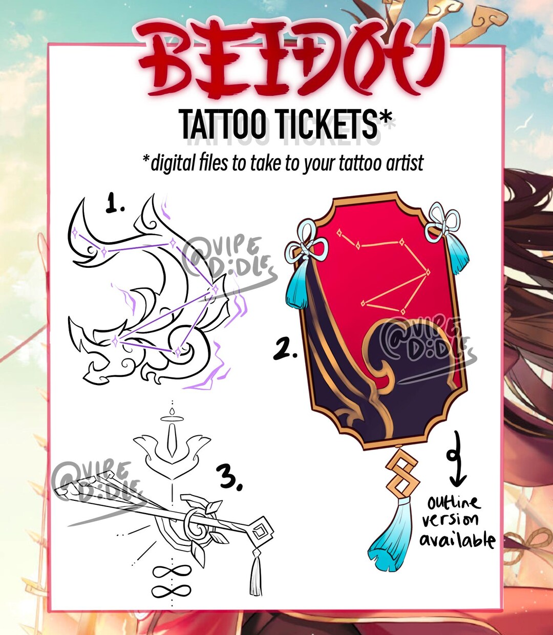 Beidou Tattoo Designs DIGITAL FILES - (genshin Impact) - Etsy