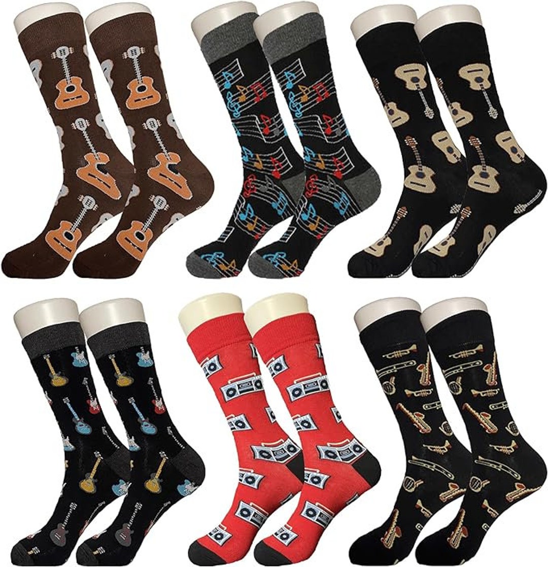 Musician Sock Bundle Sock Bro 6 Pack Acoustic Guitar, Electric Guitar ...