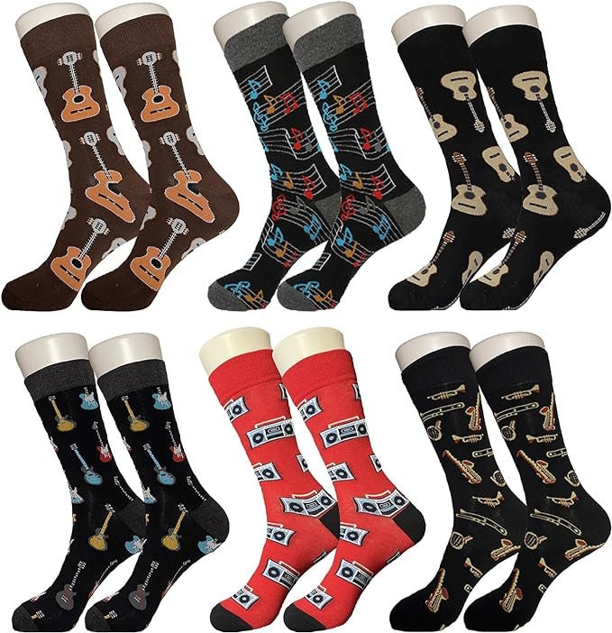 Musician Sock Bundle - Sock Bro 6 Pack - Acoustic Guitar, Electric ...