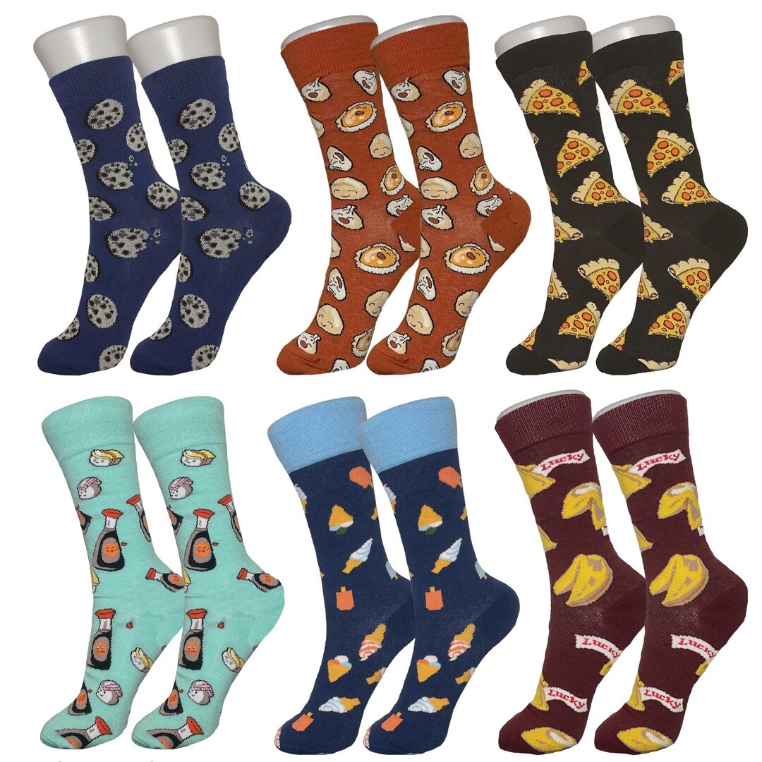 Women's Food 6 Pack Sock Bundle Sock Bro Fun Novelty Socks Pizza, Sushi ...