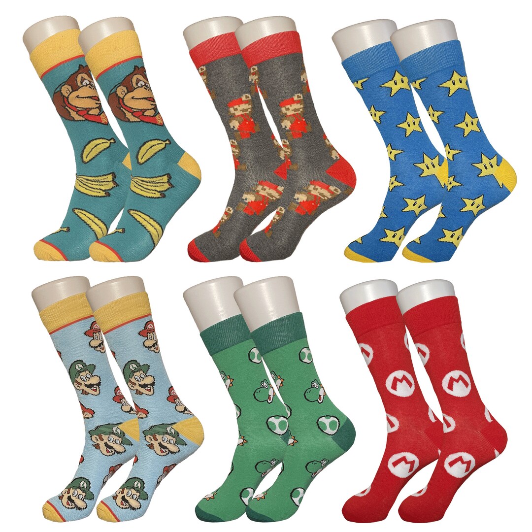 Super Mario Sock Bundle Sock Bro Novelty Socks Mario, Luigi, Donkey ...