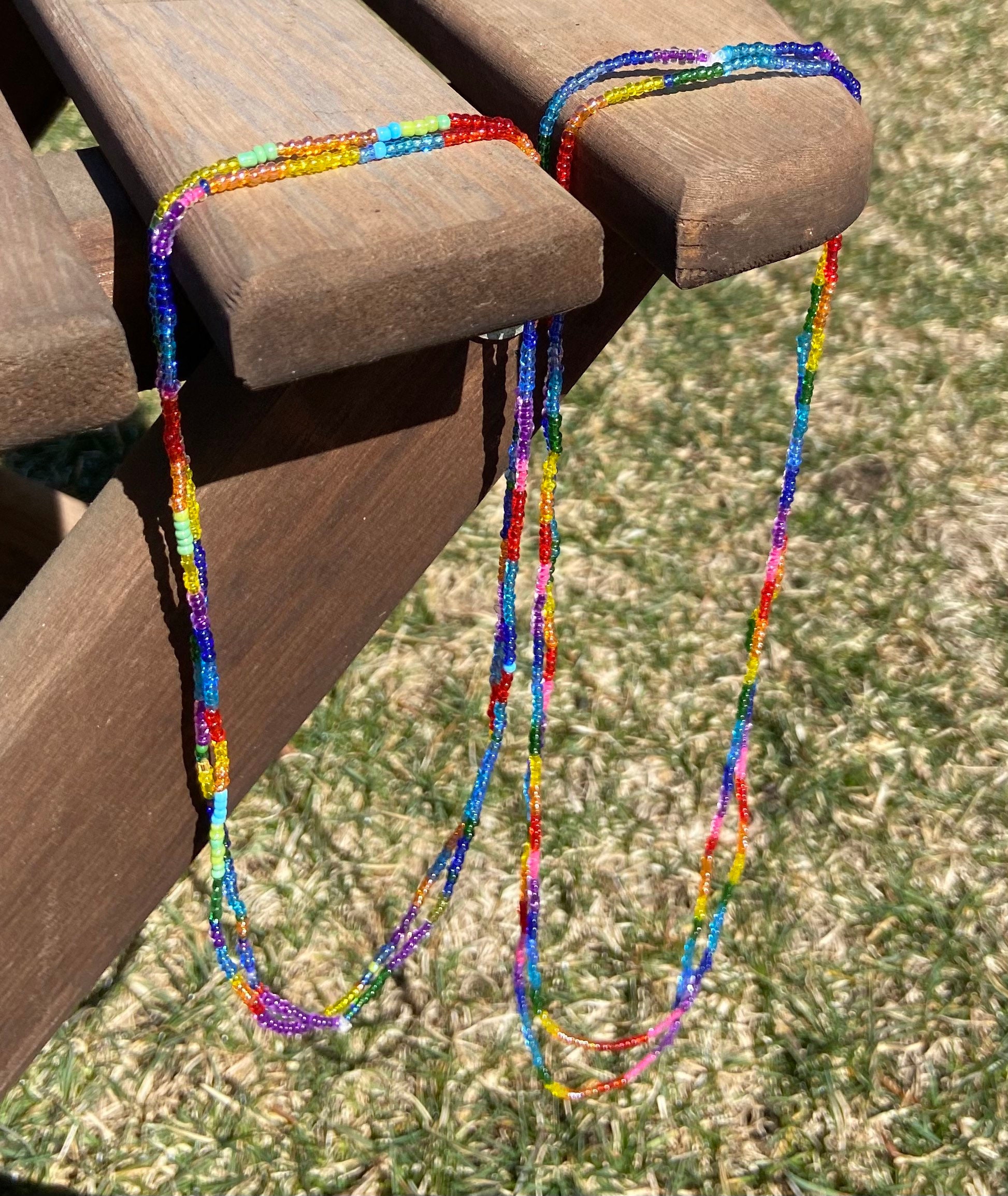 Rainbow Beaded Necklace or Bracelet | Etsy