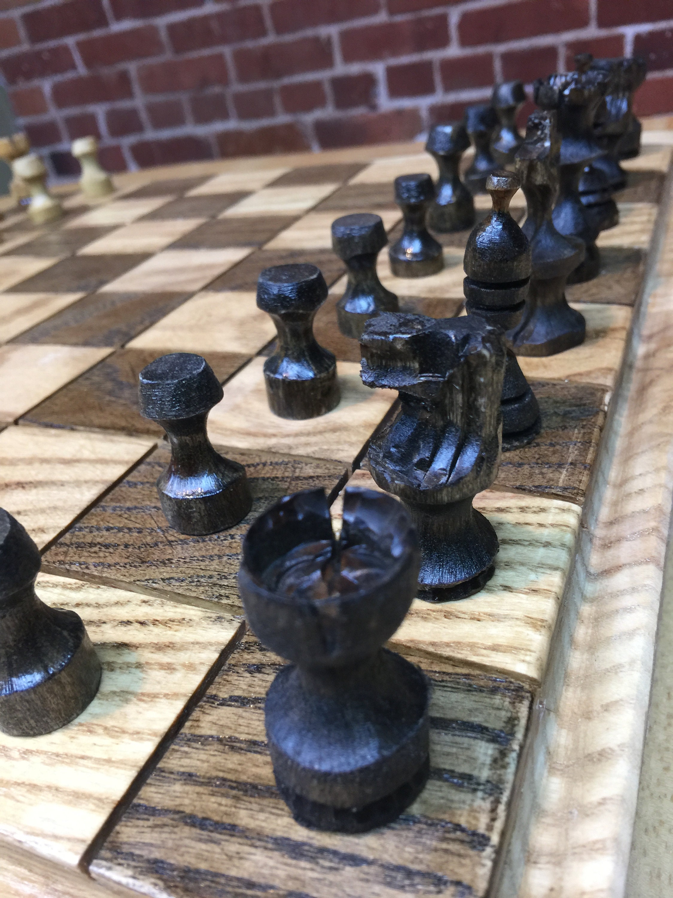 LIVE EDGE Chess Set With Rough Edges Made From Ash Wood, Wooden Chess ...