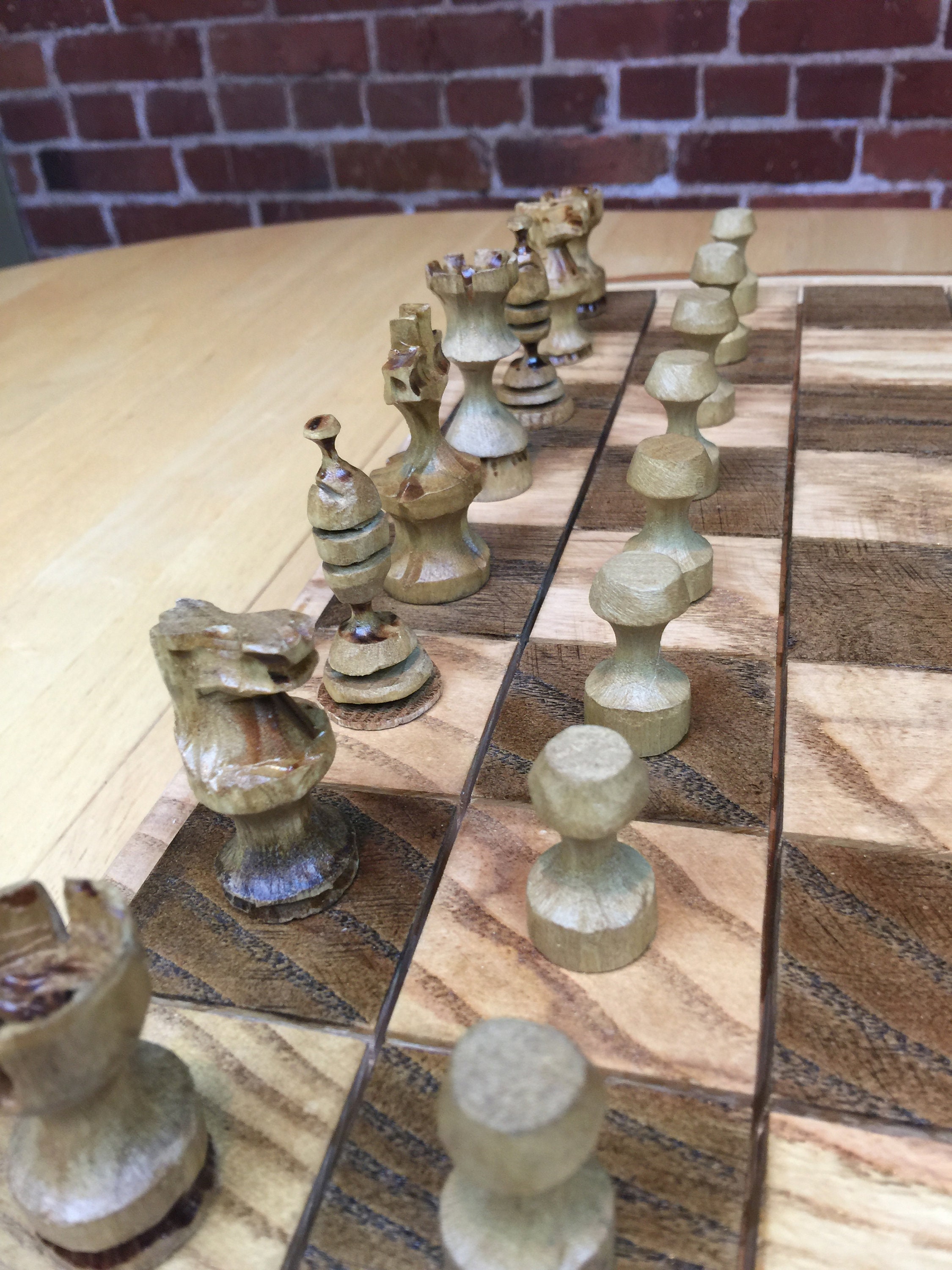 LIVE EDGE Chess Set With Rough Edges Made From Ash Wood, Wooden Chess ...