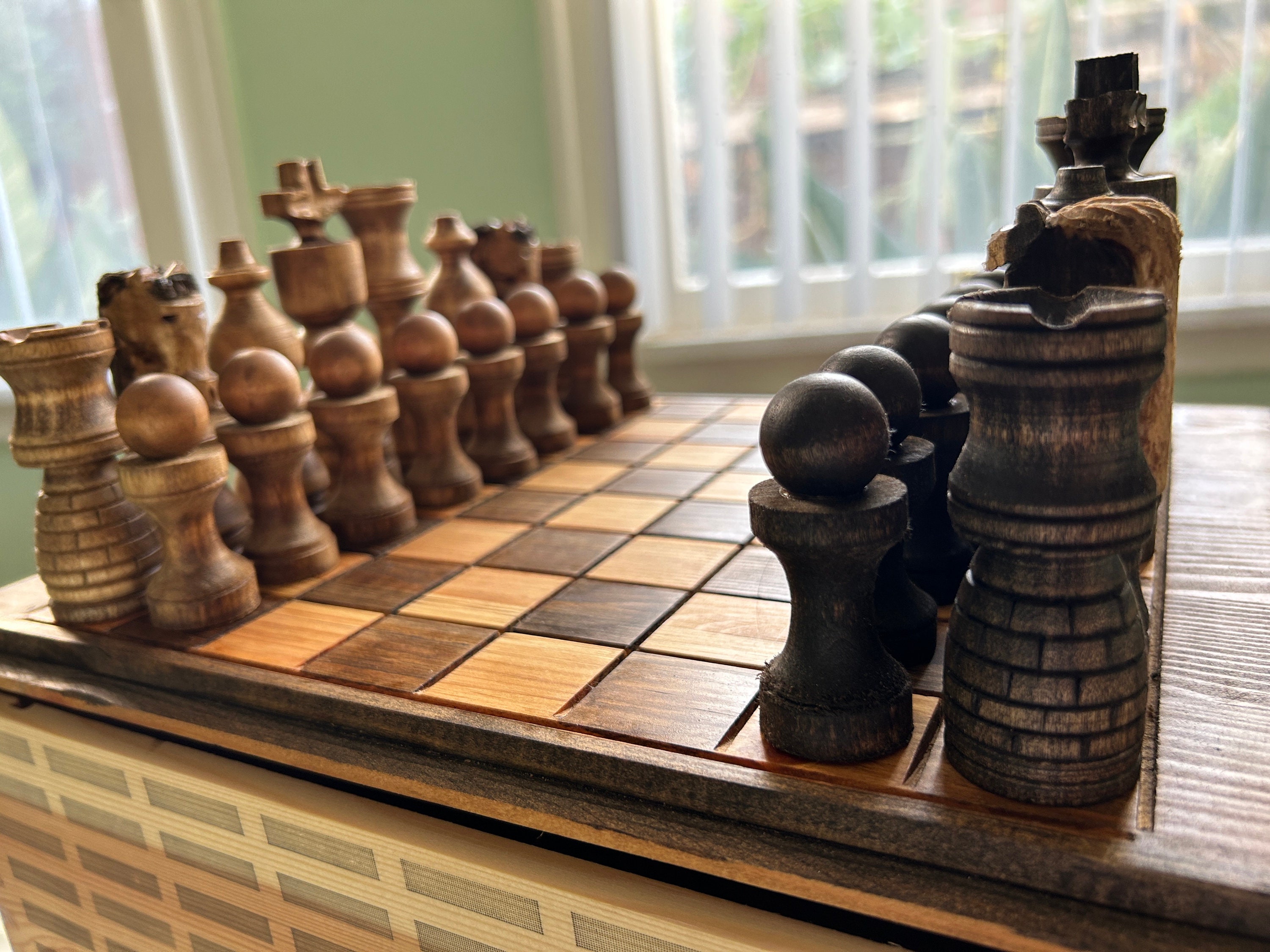 Handmade Chess Set From Repurposed Gaja Press Wine Box - Etsy