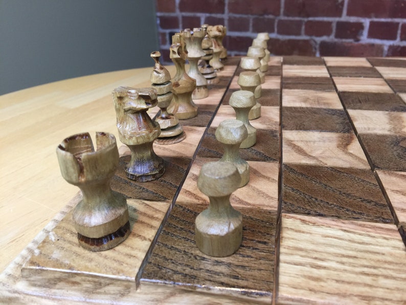 LIVE EDGE Chess Set With Rough Edges Made From Ash Wood, Wooden Chess ...