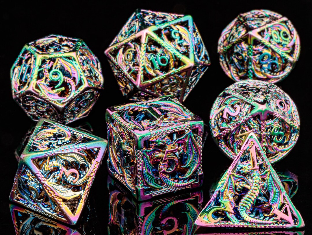 Dragon D&D Dice SET Hollow Metal Dice for Role Playing Games Dungeons ...