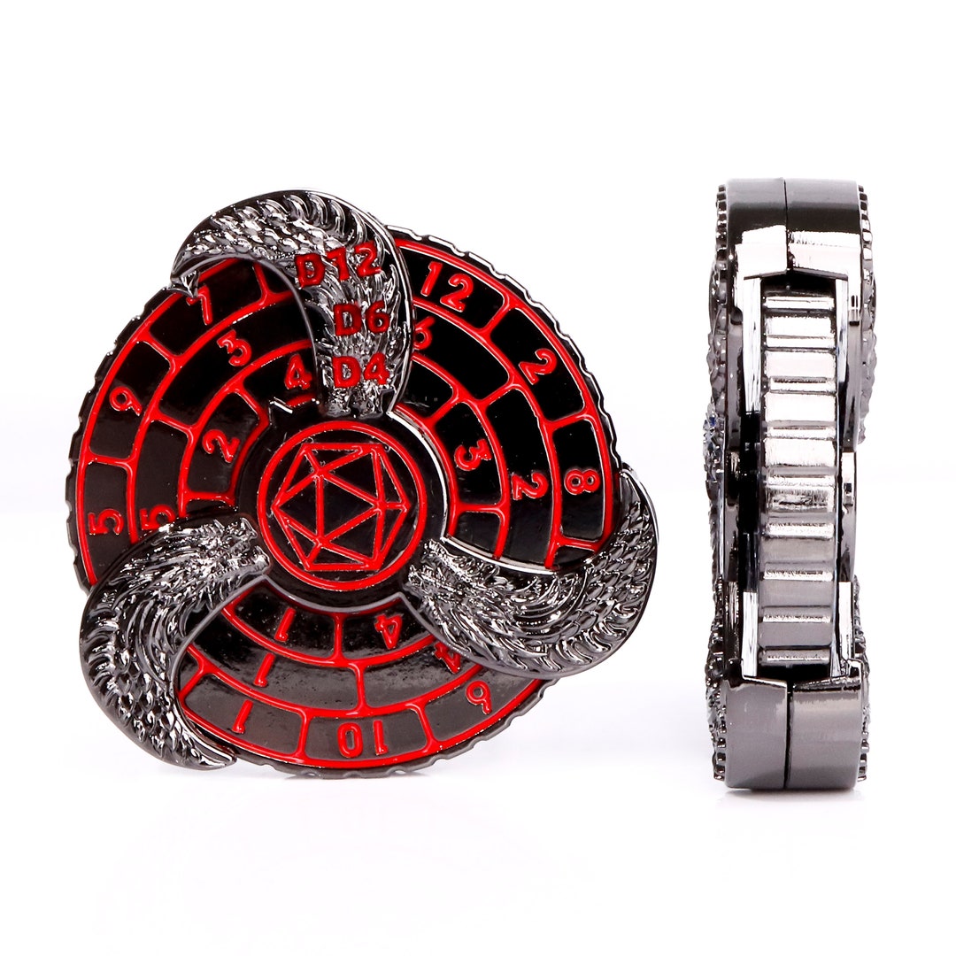 Red 7-in-1 Metal Finger Spinner Dragon Compass Dice, Spinner Dnd Dice ...