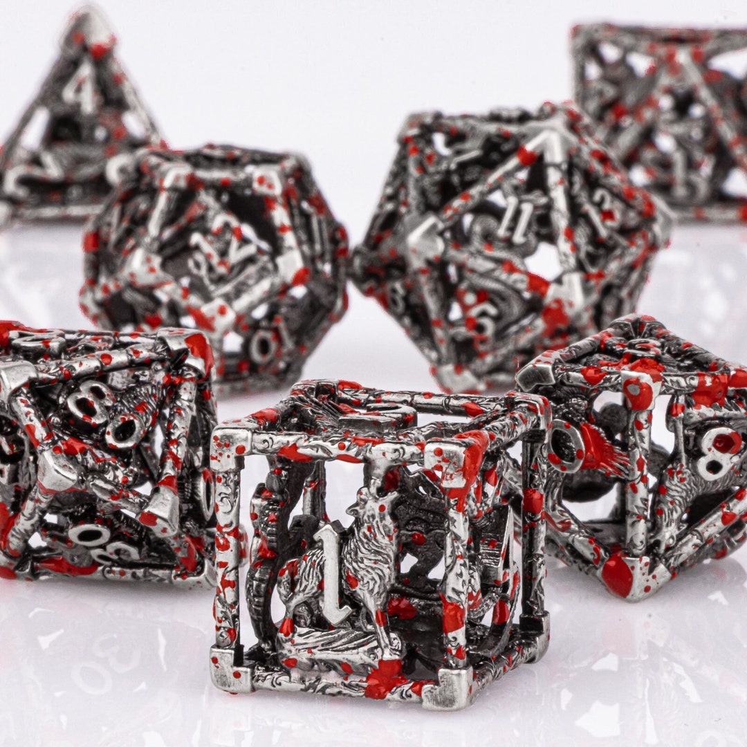 Dnd Metal Wolf Dice Set Dungeons and Dragons Hollow Metal Wolf Dice Set ...