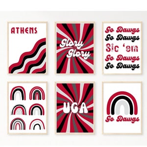 University of Georgia Prints, UGA Prints, Bull Dog Wall Art, Boho Style ...