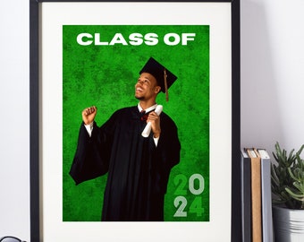 CLASS OF 2024 Gray Digital Background 18 X 24 Inch & 8 X 10 Inch 300 ...
