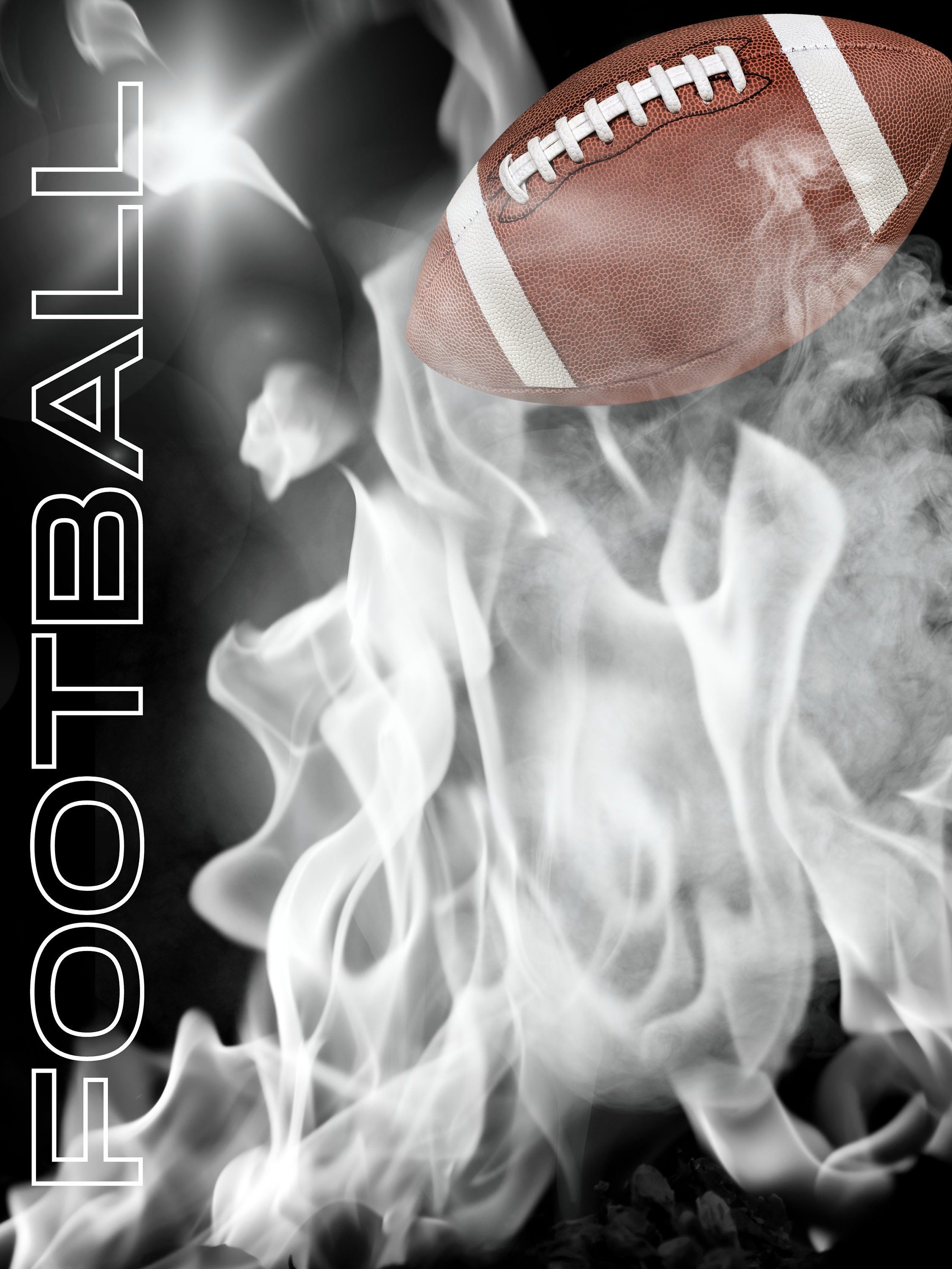 Football Fire Digital Background 18x24 | Sports Poster Backdrop ...