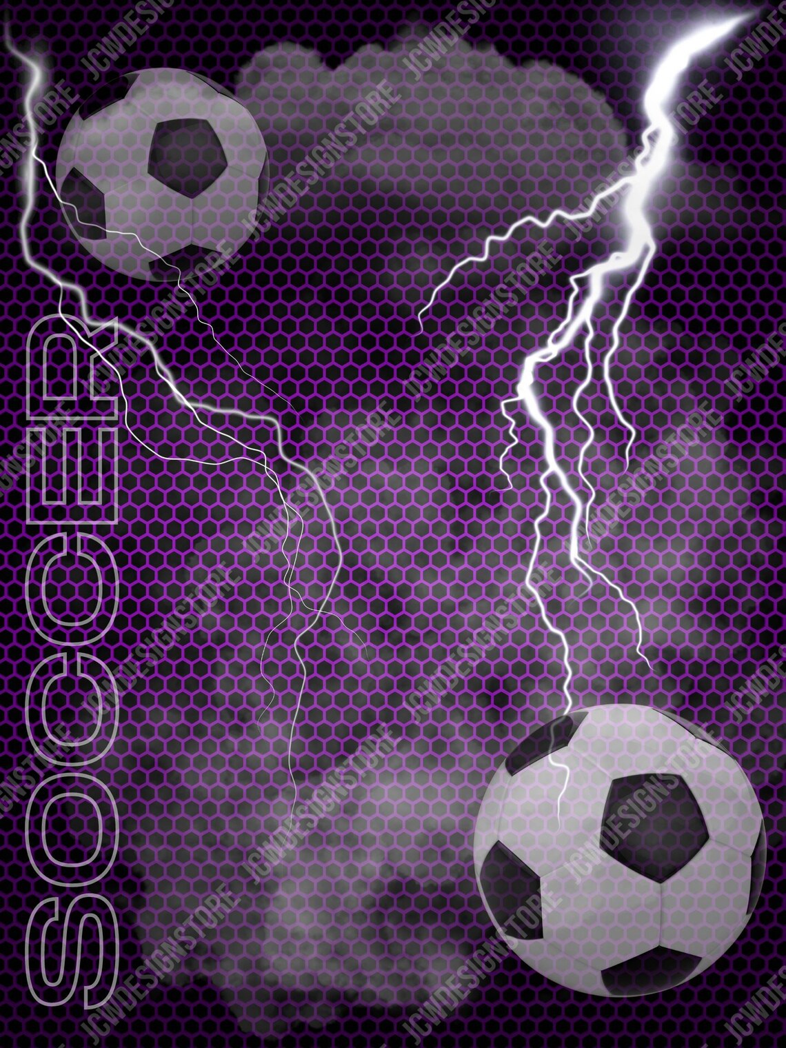 Soccer Lightning Digital Background 18x24 | Sports Poster Backdrop ...