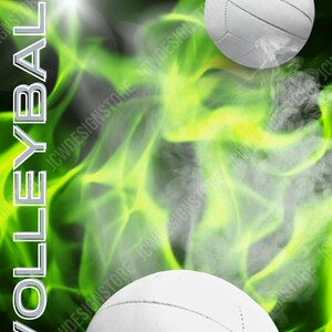 Volleyball Fire Digital Background 18x24 | Sports Poster Backdrop ...