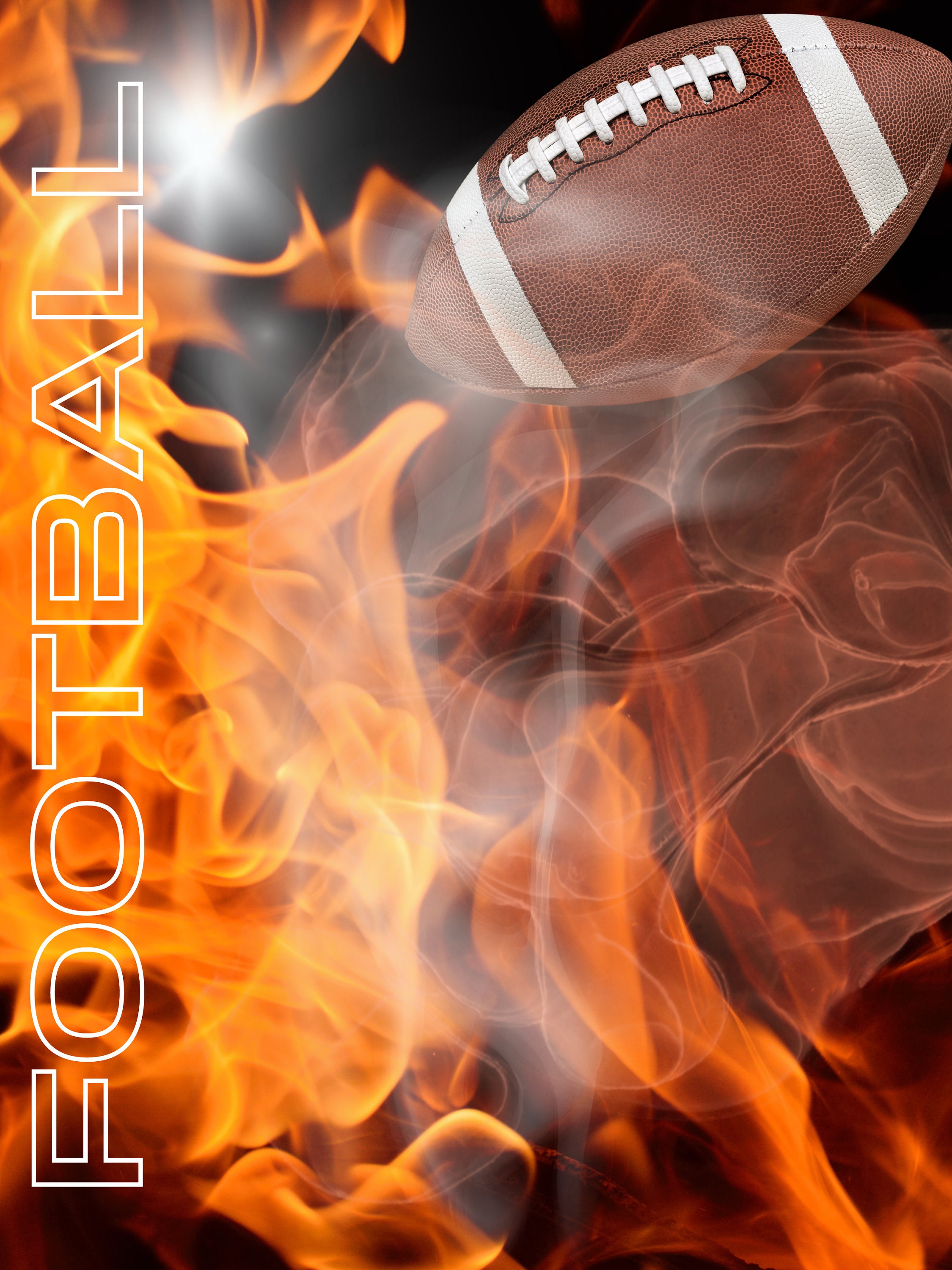 Football Fire Digital Background 18x24 | Sports Poster Backdrop ...