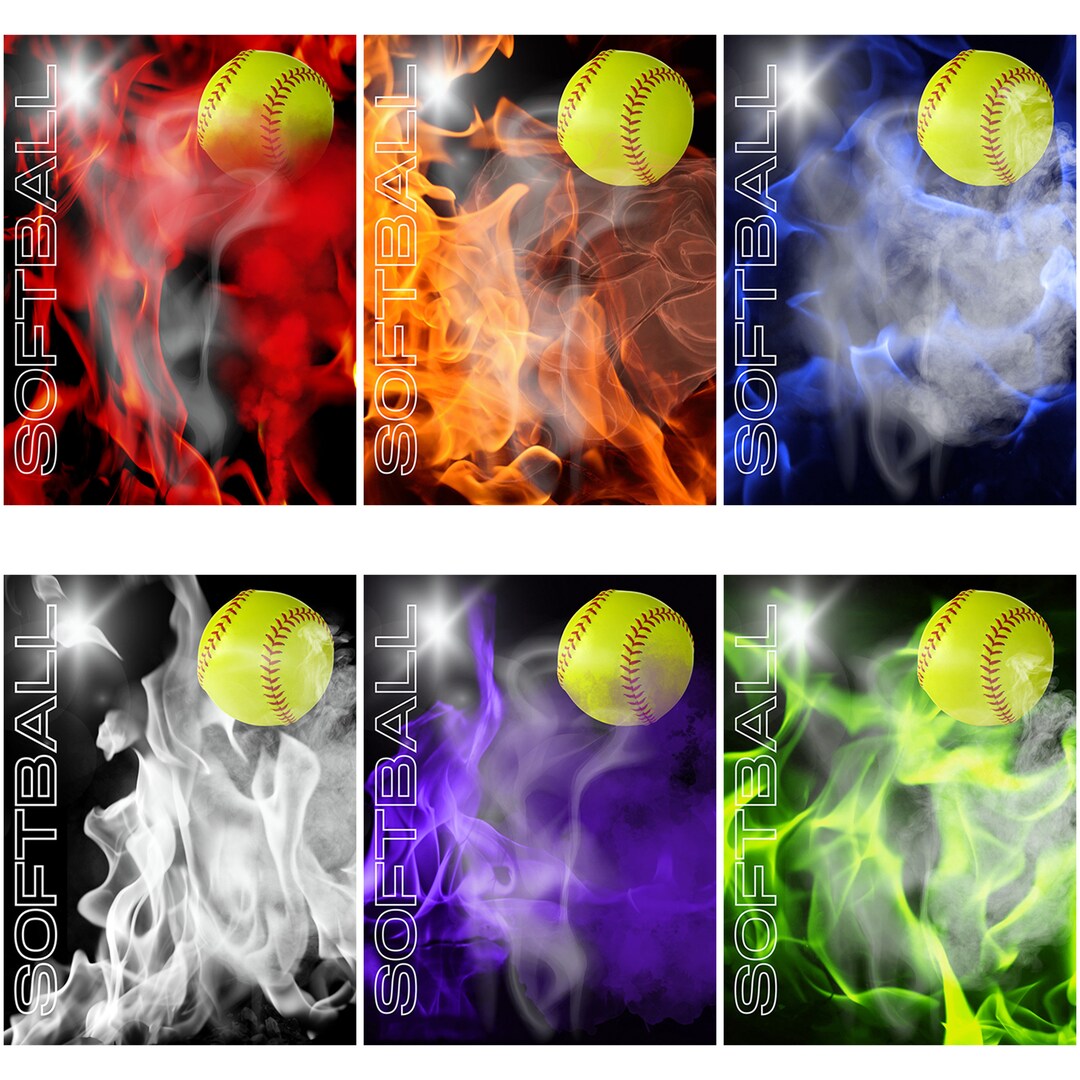 Softball Fire 6 Digital Backgrounds 18 X 24 Inch 300 Dpi-digital ...