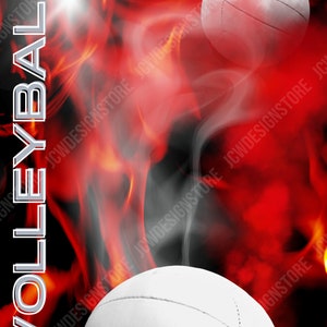 Volleyball Fire Digital Background 18x24 | Sports Poster Backdrop ...