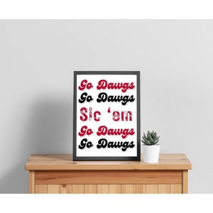 University of Georgia Prints, UGA Prints, Bull Dog Wall Art, Boho Style ...