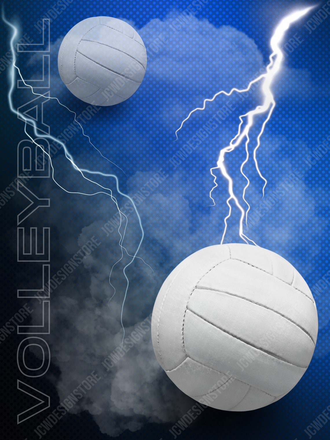 Volleyball Lightning Digital Background 18x24 | Sports Poster Backdrop ...