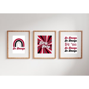 University of Georgia Prints, UGA Prints, Bull Dog Wall Art, Boho Style ...