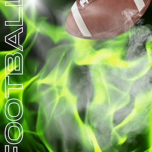 Football Fire Digital Background 18x24 | Sports Poster Backdrop ...