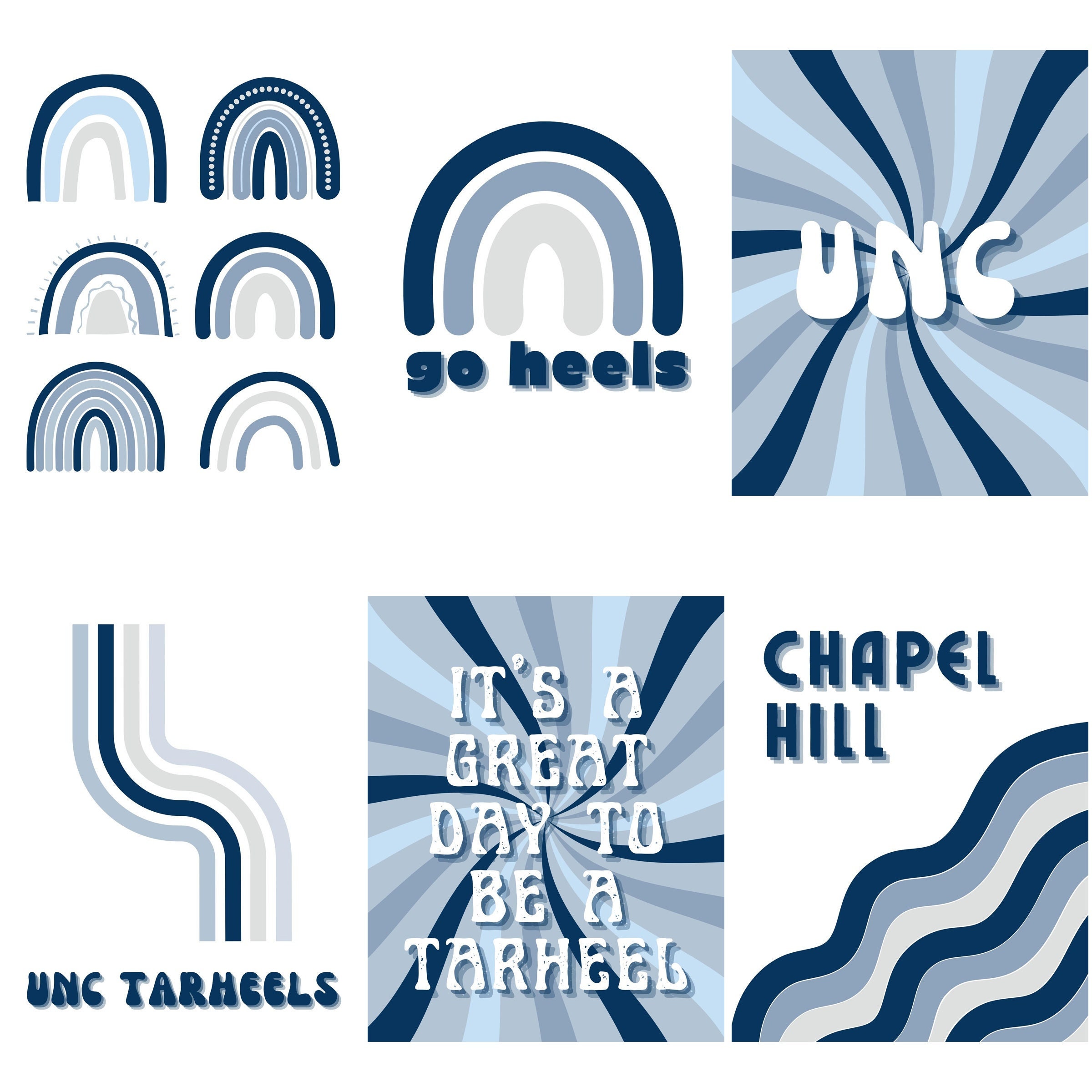 UNC Chapel Hill Prints UNC Prints Tar Heel Wall Art Retro - Etsy