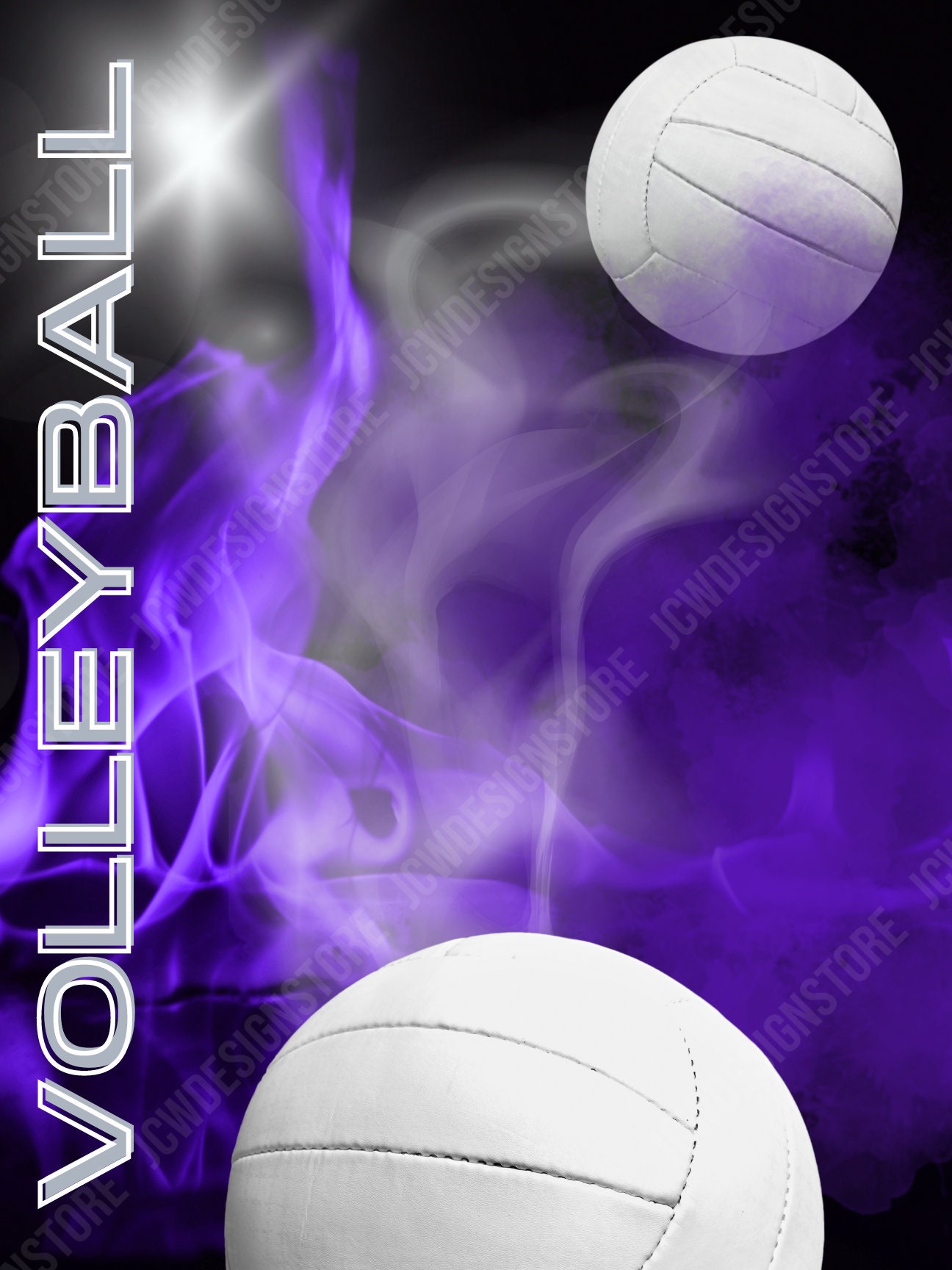Volleyball Fire Digital Background 18x24 | Sports Poster Backdrop ...